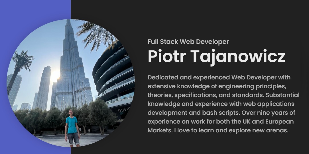 Piotr Tajanowicz Full-Stack Developer Portfolio
